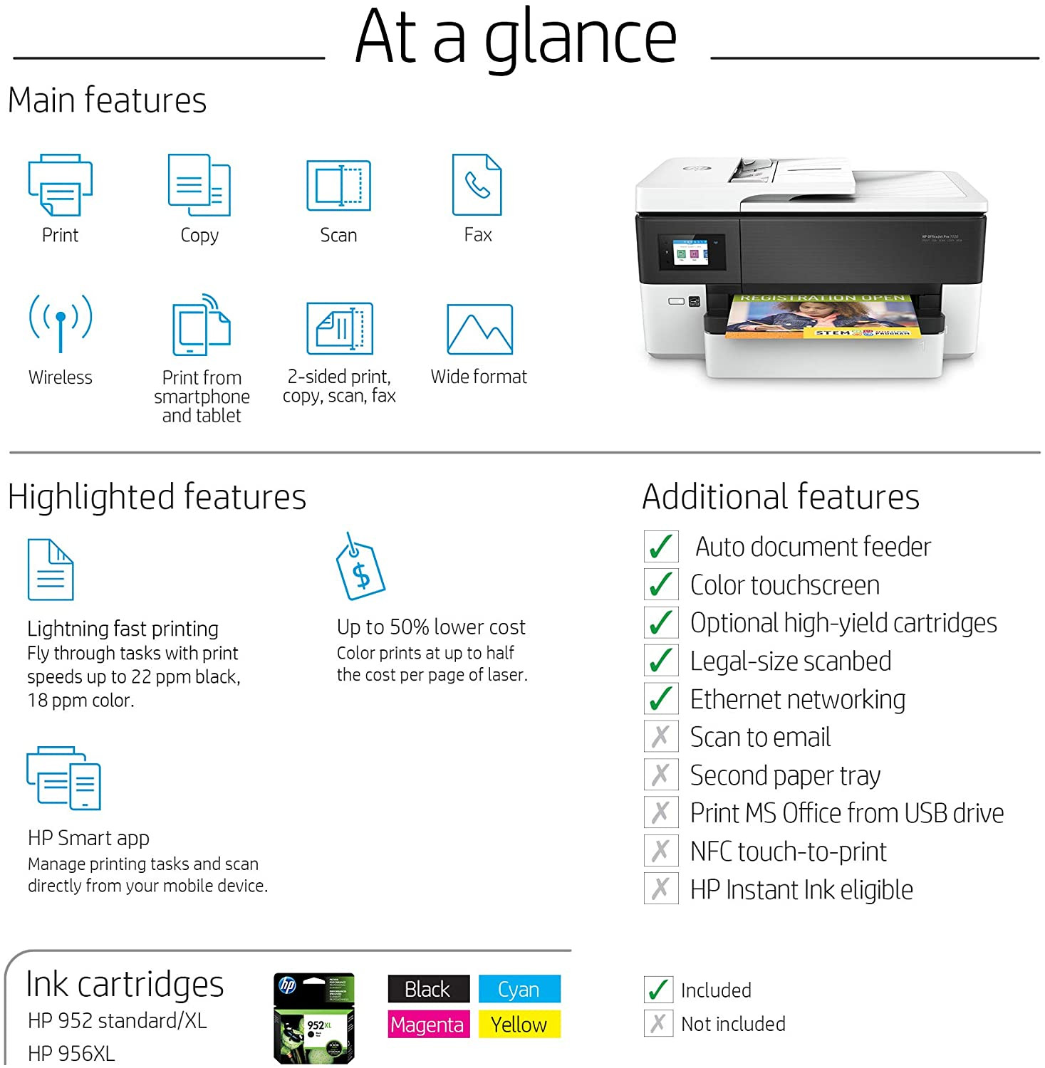 HP OfficeJet Pro 7720 A3 Wide Format All-In-One Wireless Printer